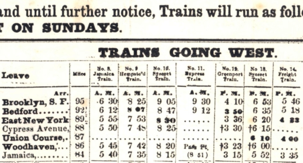 TRAIN NUMBERS